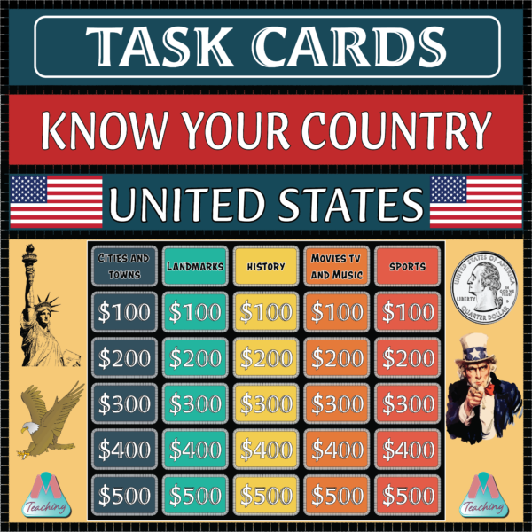 Country Quiz Task Cards - United States - Made By Teachers