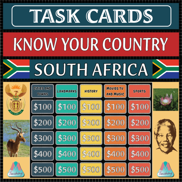 Country Quiz Task Cards - South Africa | Made By Teachers