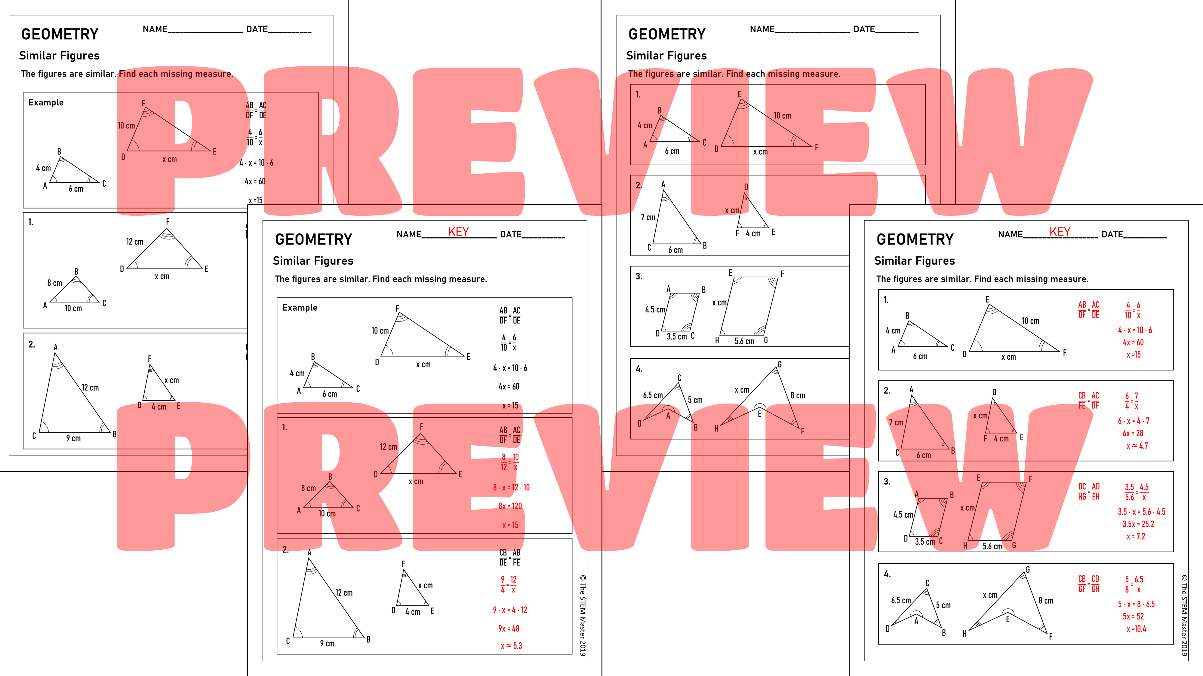 Similar Figures Worksheets 7.G.1 | Made By Teachers