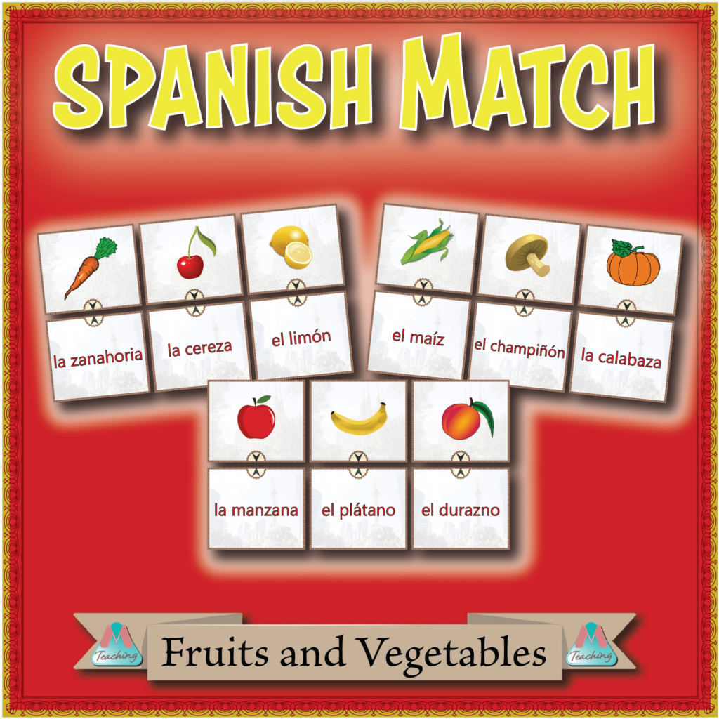 Spanish Match - Fruits and Vegetables - Made By Teachers