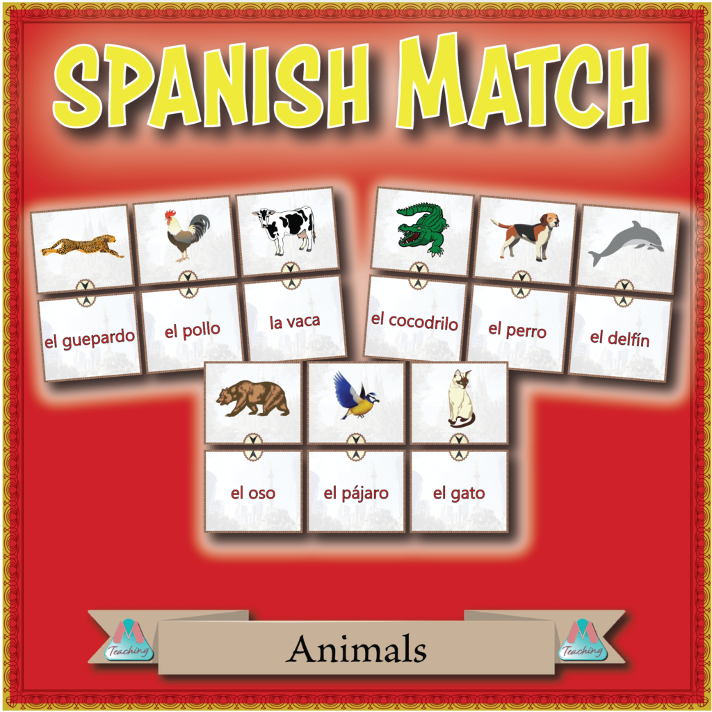 Spanish Match - Animals | Made By Teachers