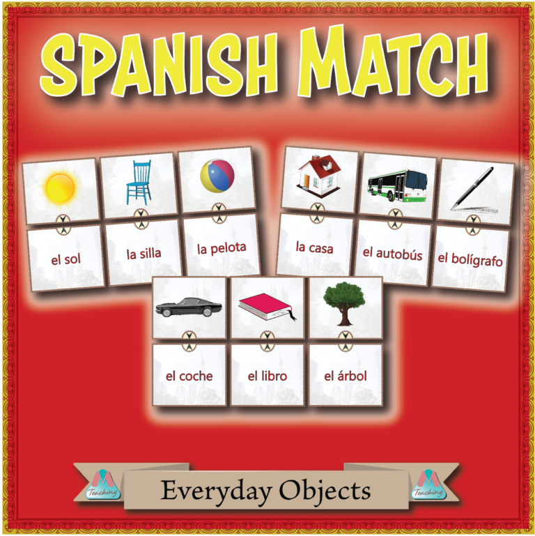 Spanish Match & Task Cards - Everyday Objects Bundle | Made By Teachers