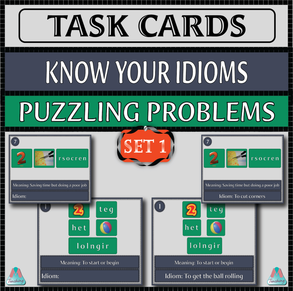 Idiom Task Cards - Puzzling Problems Set 1 | Made By Teachers