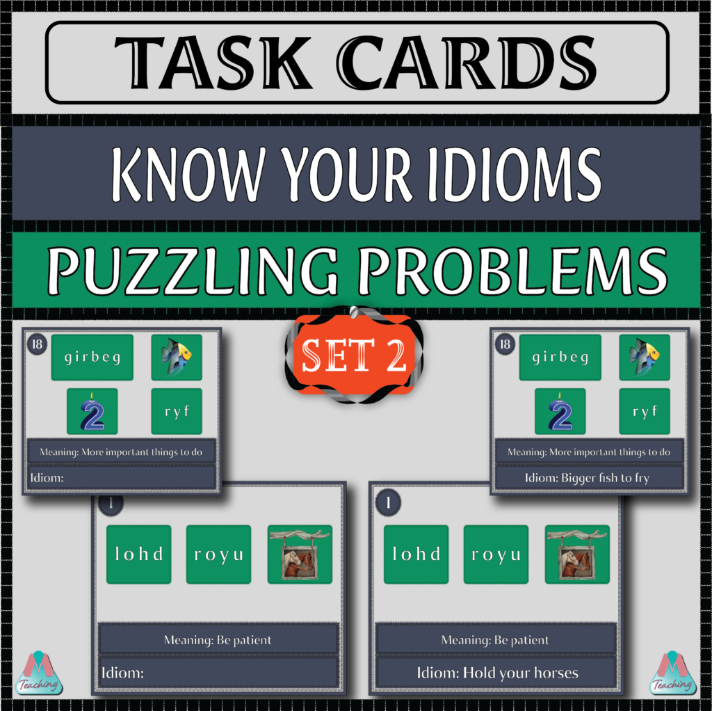 Idiom Task Cards - Puzzling Problems Set 2 - Made By Teachers