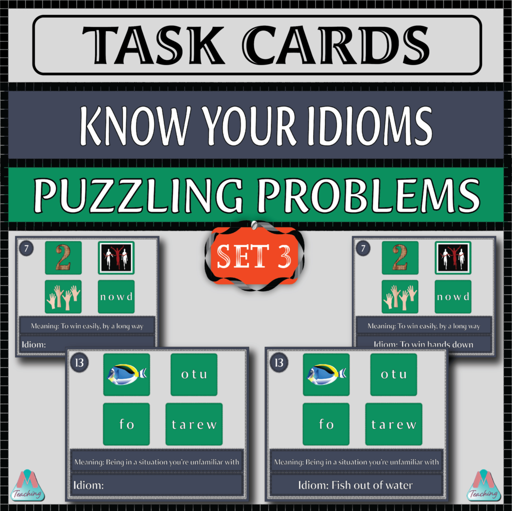 Idiom Task Cards - Puzzling Problems Set 3 - Made By Teachers