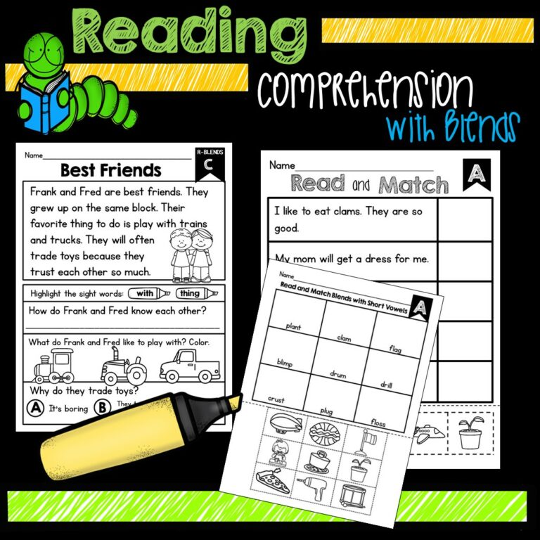 Reading Comprehension First Grade, Blends | Made By Teachers