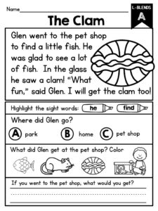 Reading Comprehension First Grade, Blends - Made By Teachers