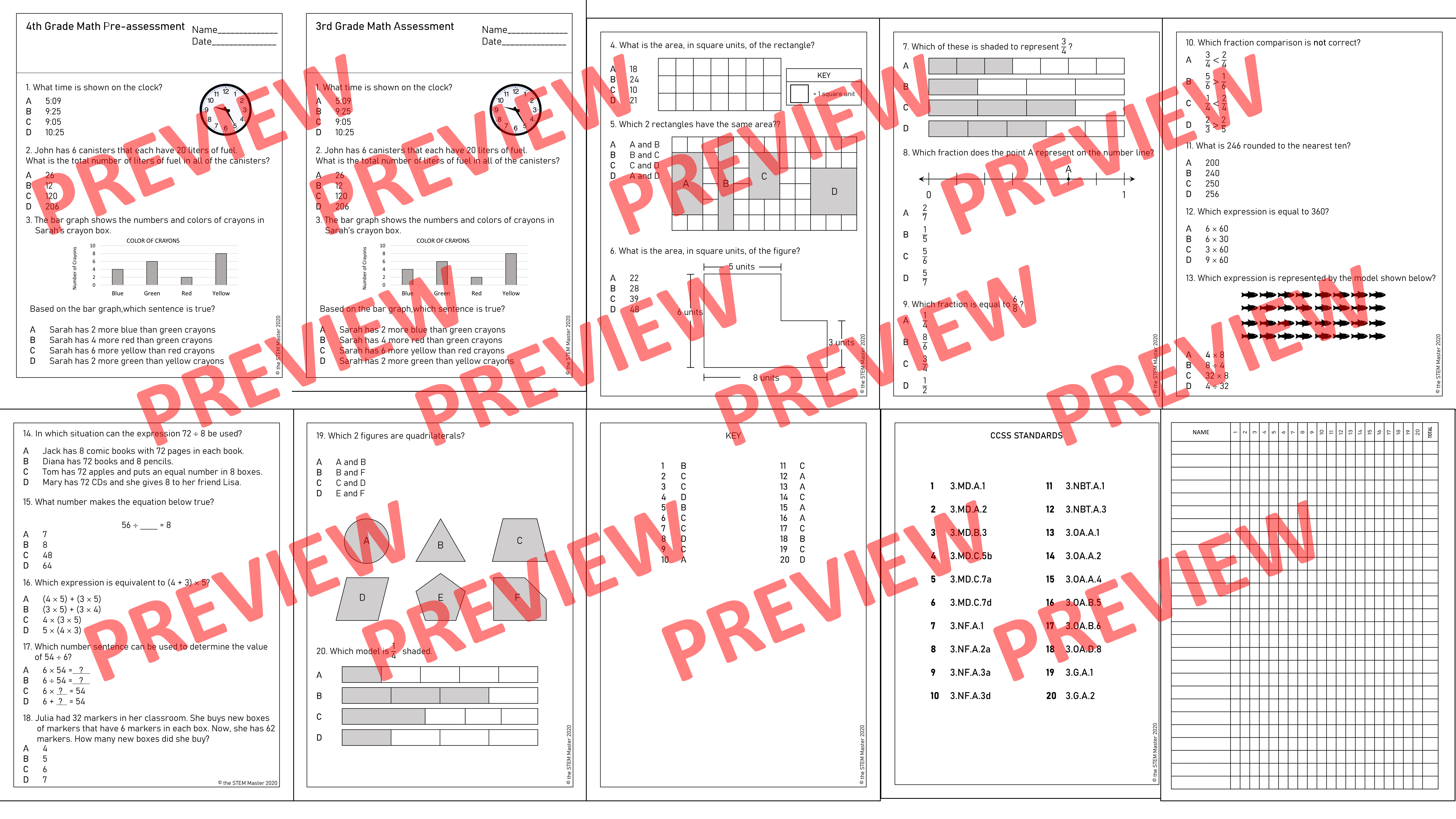 3rd Grade Math CCSS Assessment | Made By Teachers