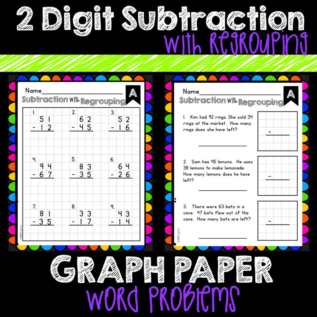 Subtraction with regrouping on graph paper | Made By Teachers