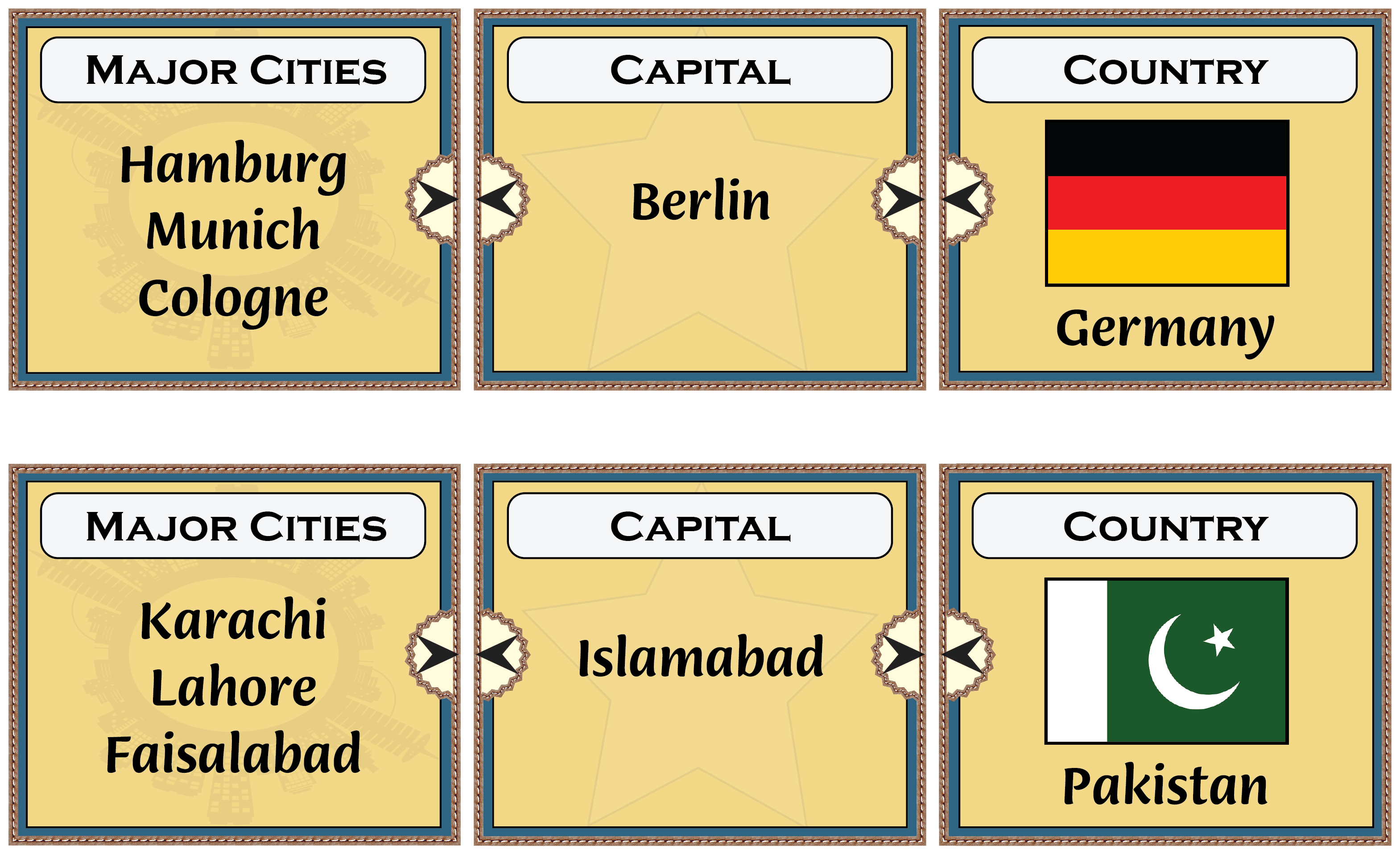 Geography Center: Countries & Cities Match Set 1 | Made By Teachers