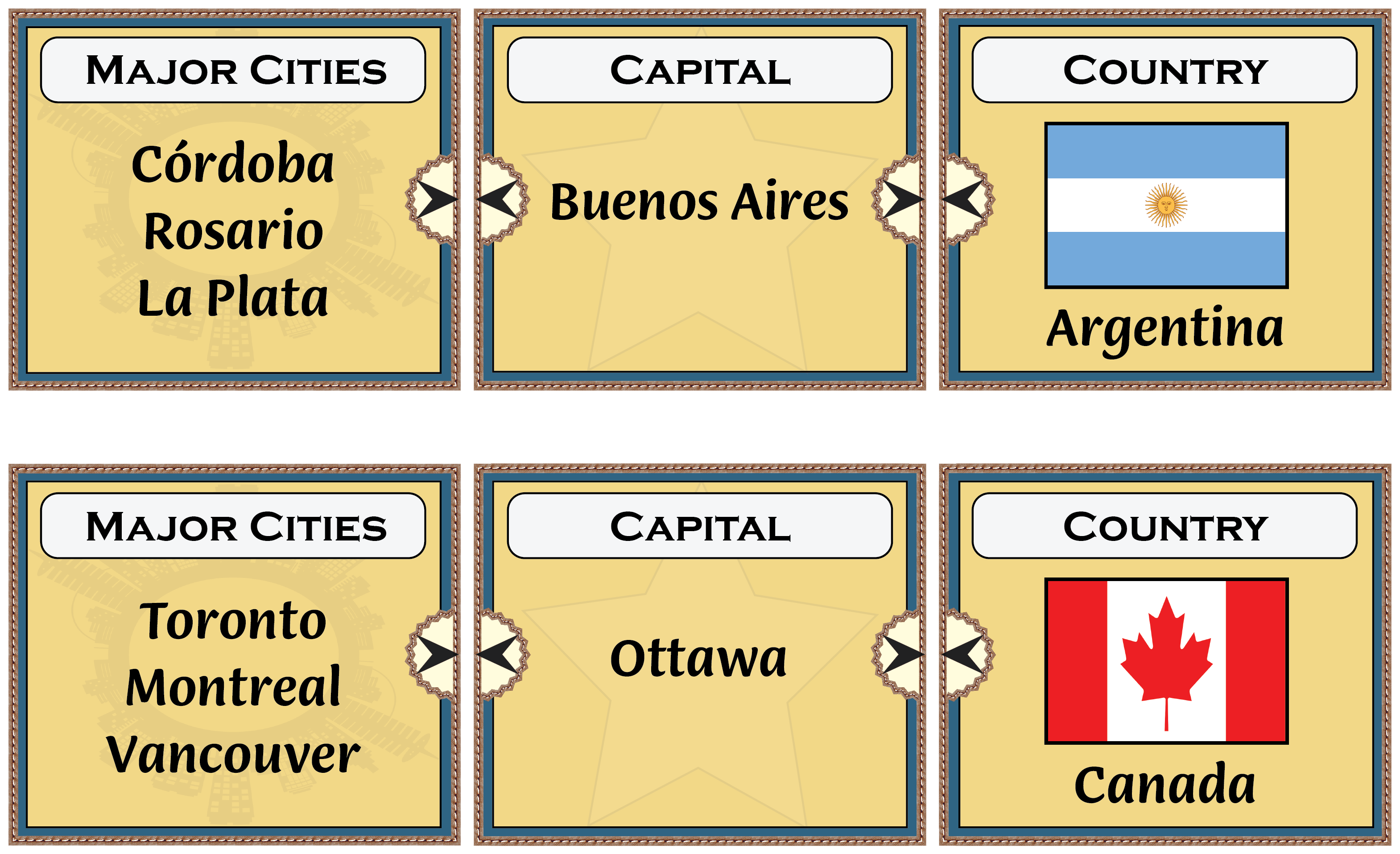 Geography Center: Countries & Cities Match Set 3 | Made By Teachers