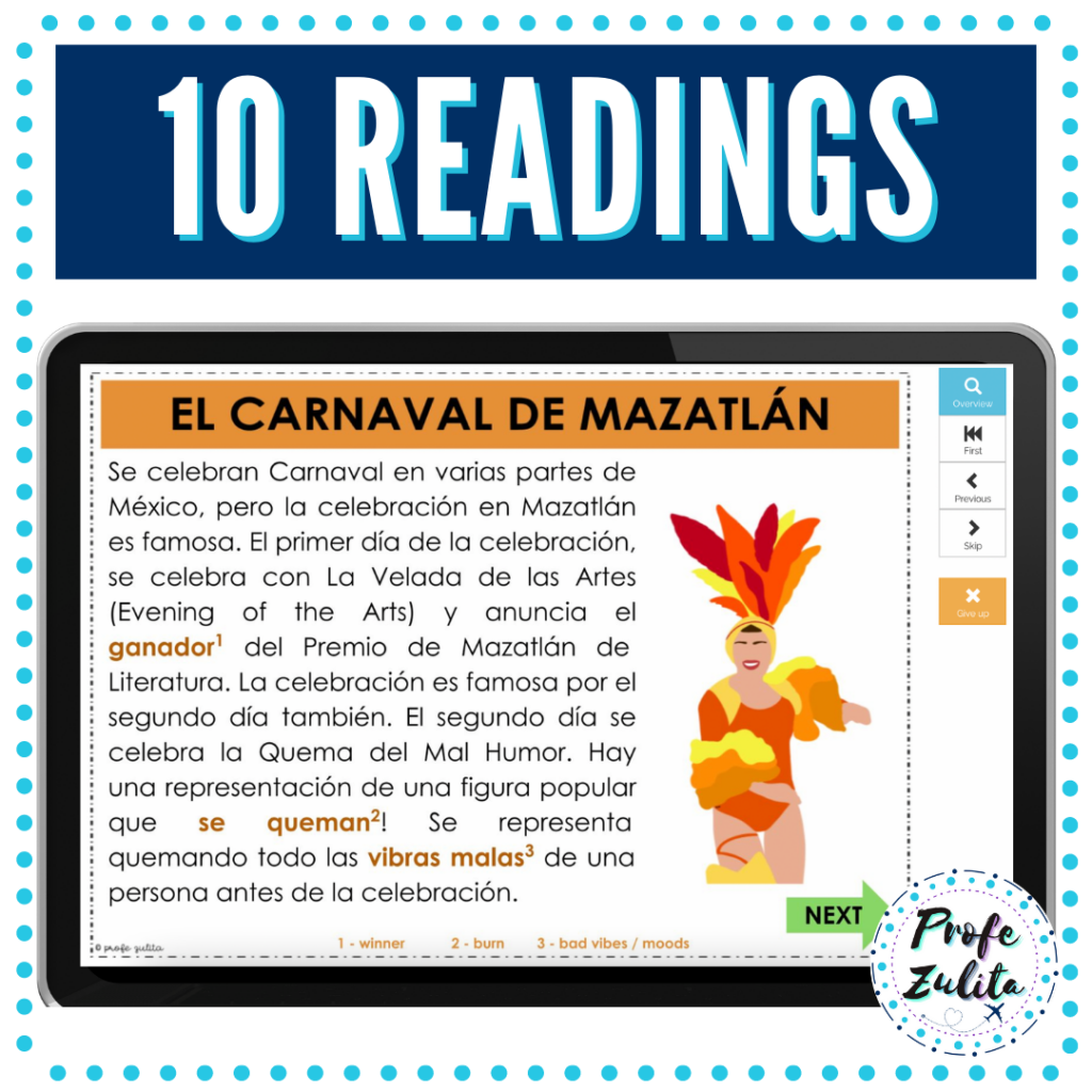 Boom Cards Spanish Carnaval Readings | Made By Teachers