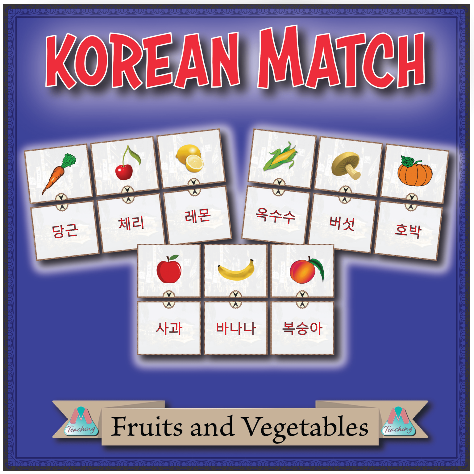 Korean Match & Task Cards - Basic Vocabulary Bundle | Made By Teachers