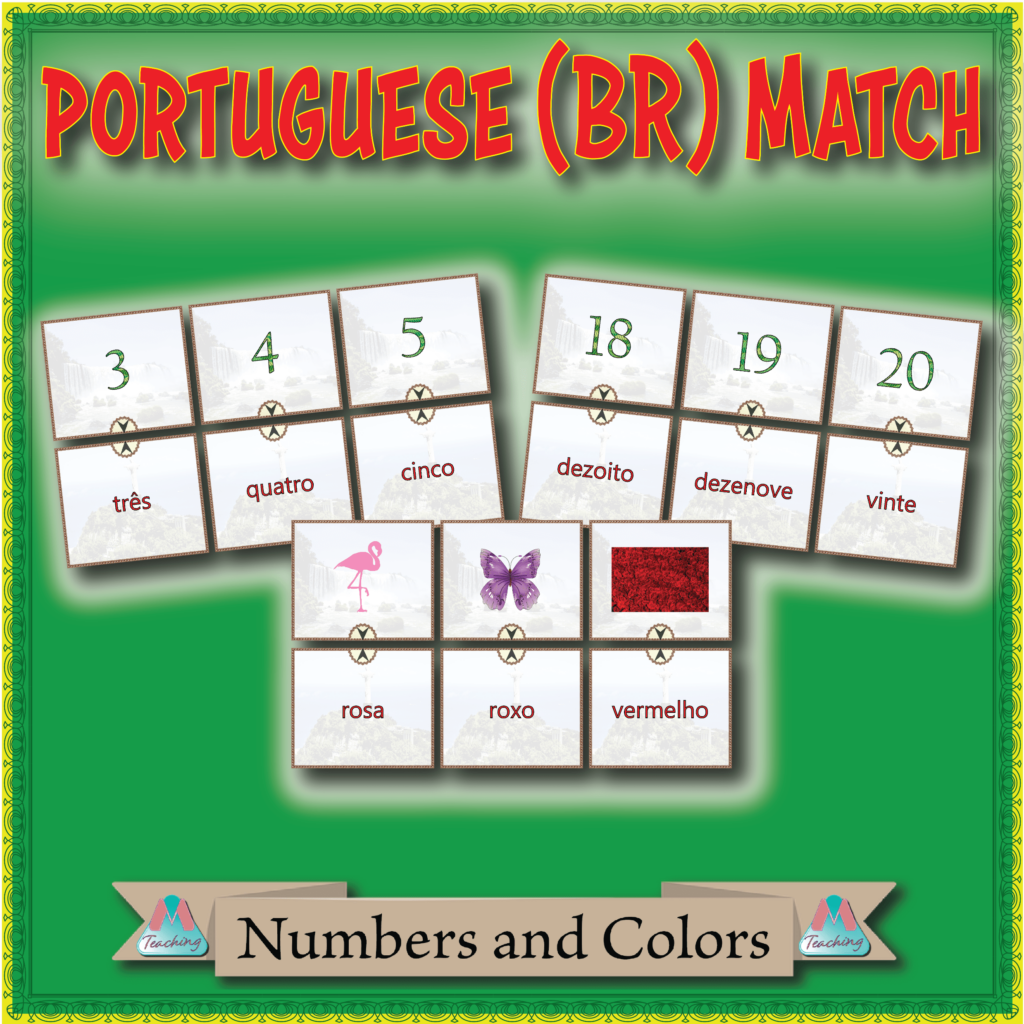 Portuguese (Brazilian) Match - Numbers & Colors - Made By Teachers