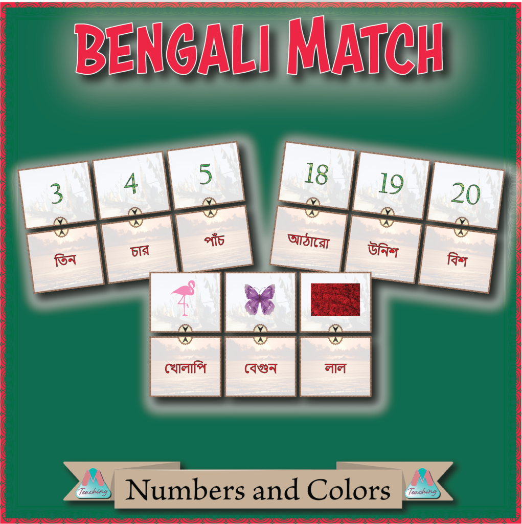 Bengali (Bangla) Match - Numbers and Colors | Made By Teachers