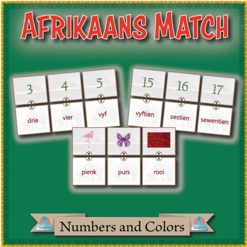 Afrikaans Match - Numbers and Colors | Made By Teachers