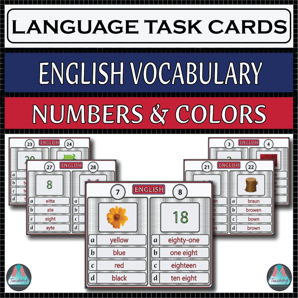 English Task Cards – Numbers and Colors - Made By Teachers