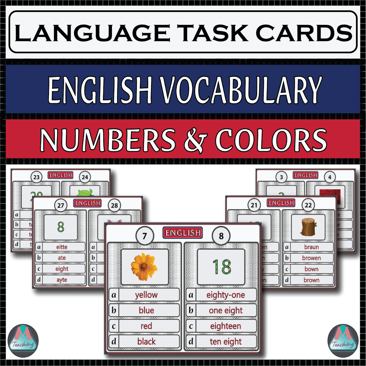 English Task Cards – Numbers and Colors | Made By Teachers
