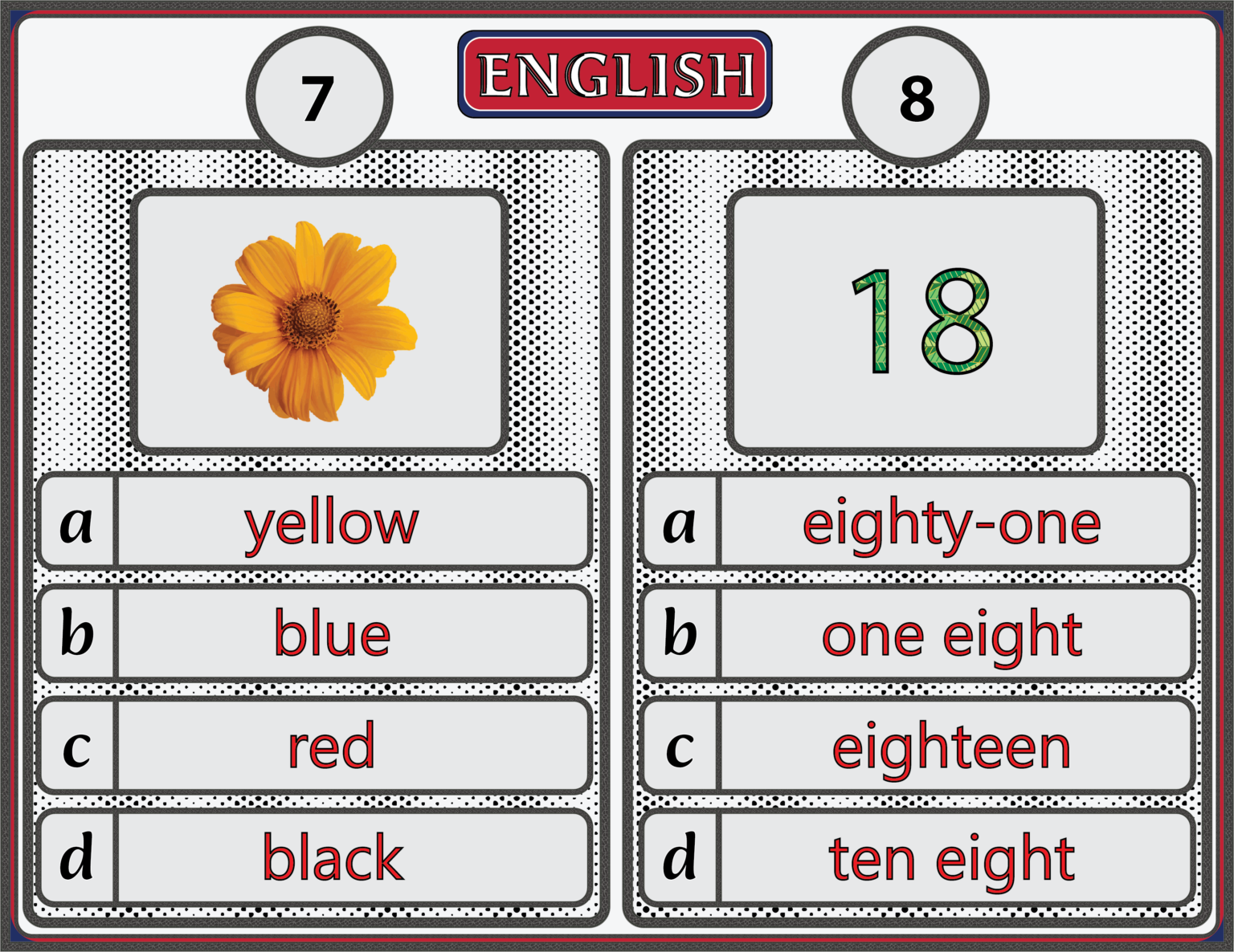 English Task Cards – Numbers and Colors - Made By Teachers