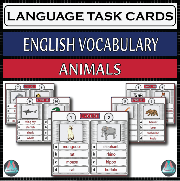 English Task Cards - Animals | Made By Teachers