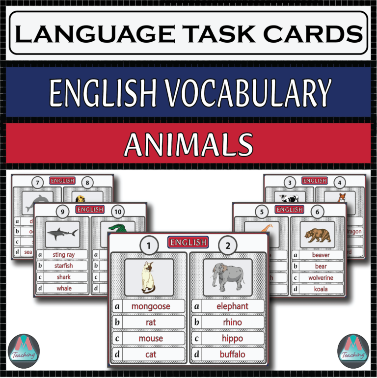 English Task Cards - Basic Vocabulary Bundle | Made By Teachers