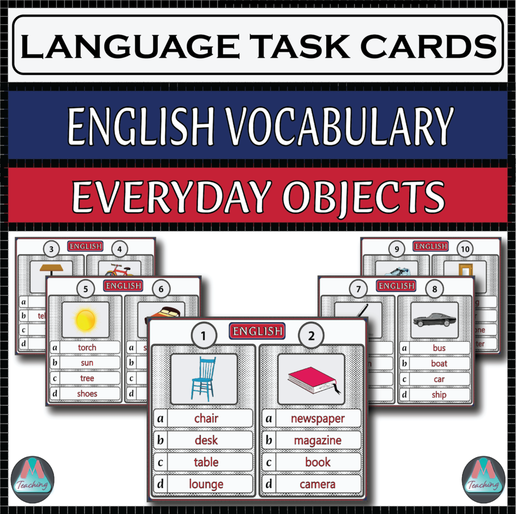 English Task Cards - Basic Vocabulary Bundle | Made By Teachers