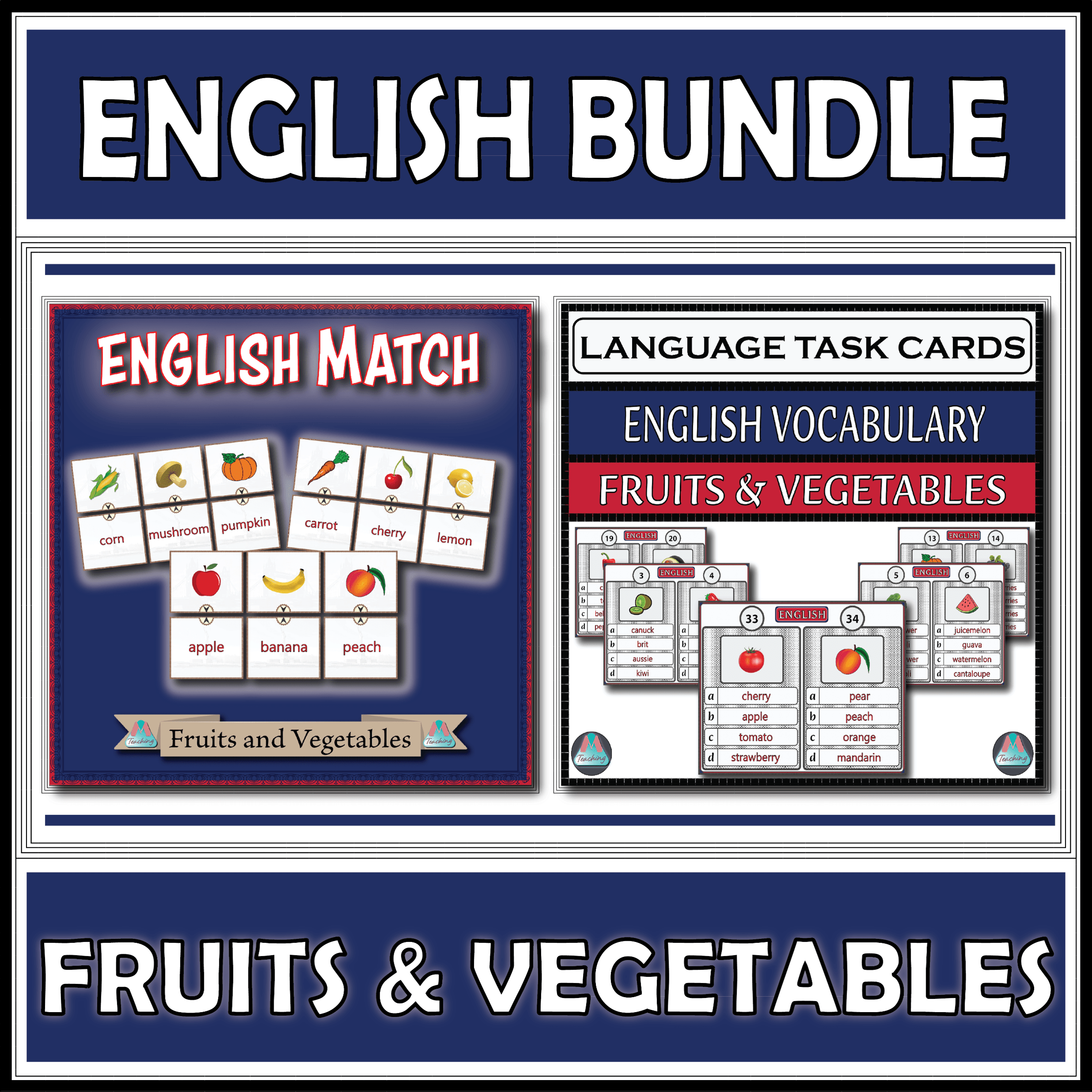 Spanish Match - Fruits and Vegetables | Made By Teachers