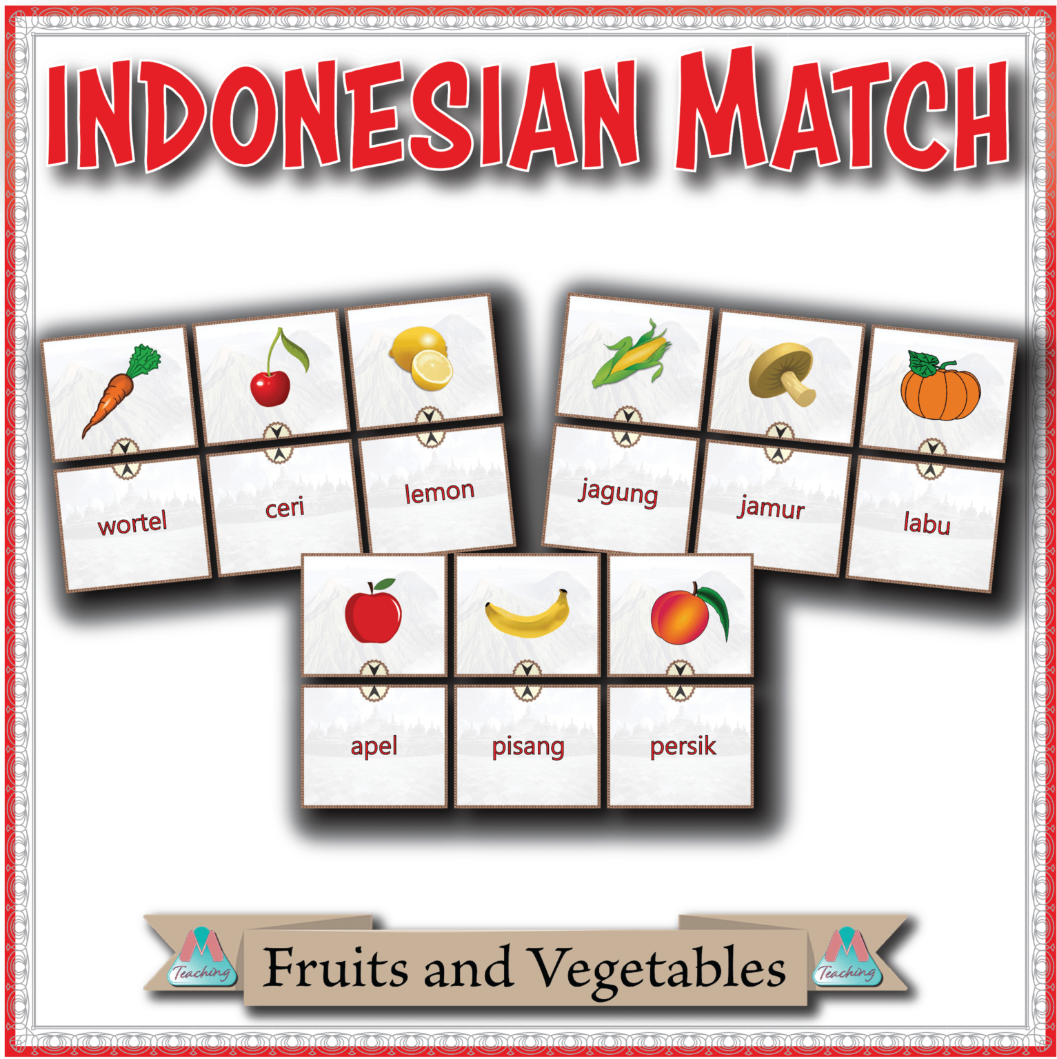 Indonesian Match - Fruits and Vegetables | Made By Teachers