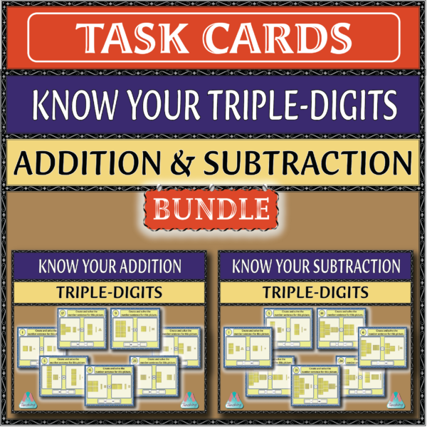 Triple-Digit - Addition and Subtraction Task Cards | Made By Teachers
