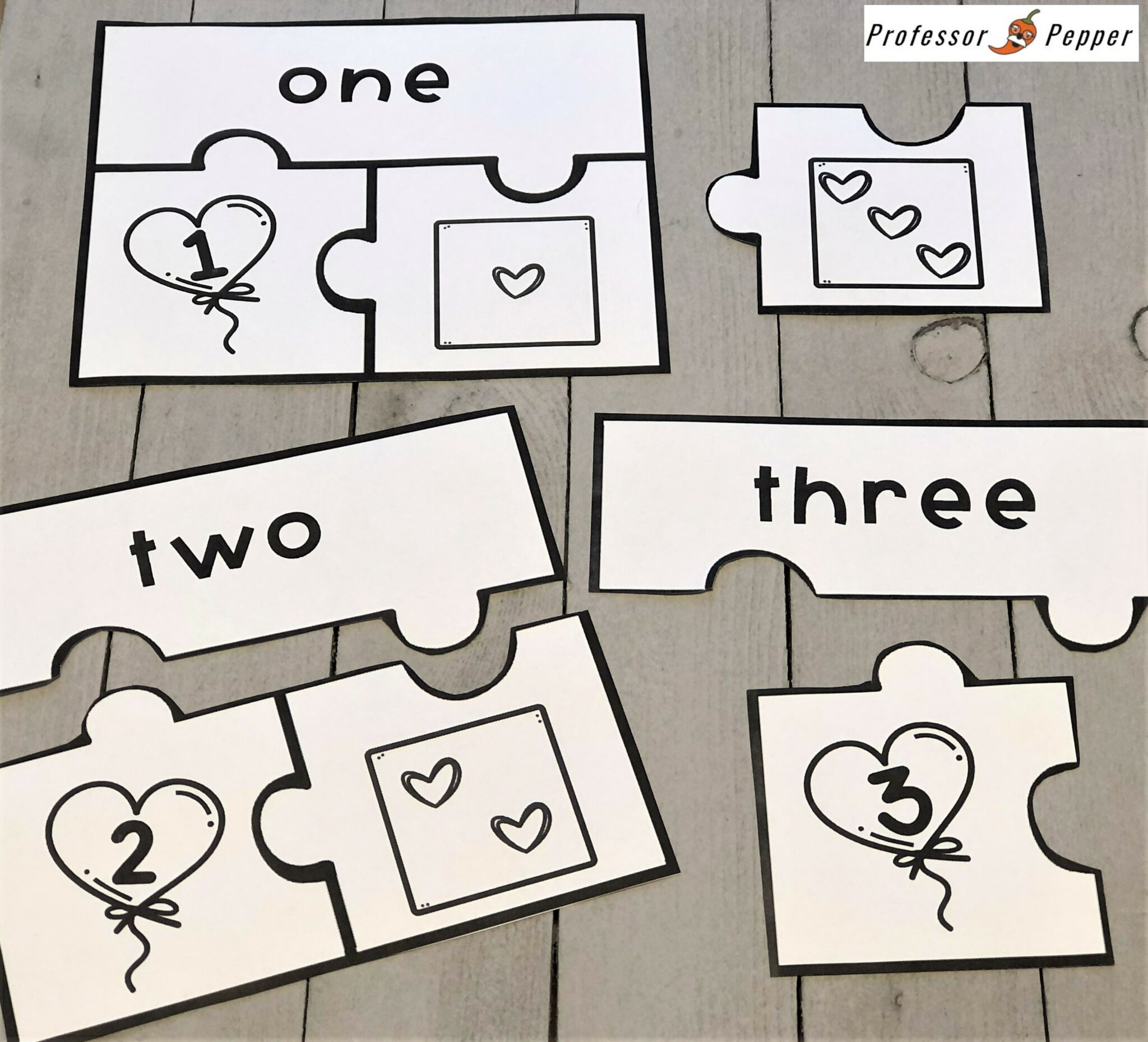 ENGLISH - Free Numbers Hearts Puzzles | Made By Teachers