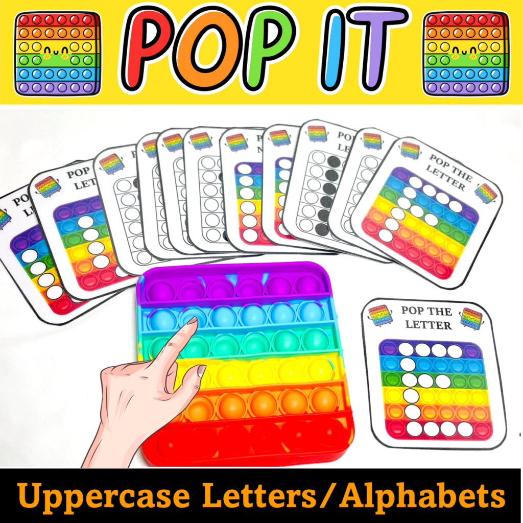 Pop it Activities | Uppercase Letter Task Cards | Made By Teachers