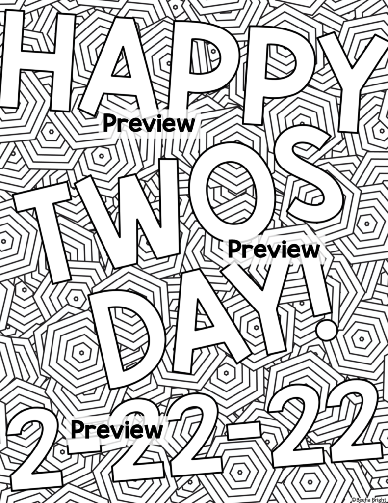 Twos Day Twosday Coloring Pages 2s Day 2-2-22 2-22 | Made By Teachers