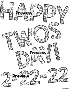 Twos Day Twosday Coloring Pages 2s Day 2-2-22 2-22 | Made By Teachers