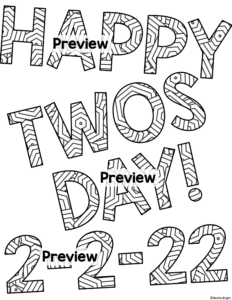 Twos Day Twosday Coloring Pages 2s Day 2-2-22 2-22 | Made By Teachers