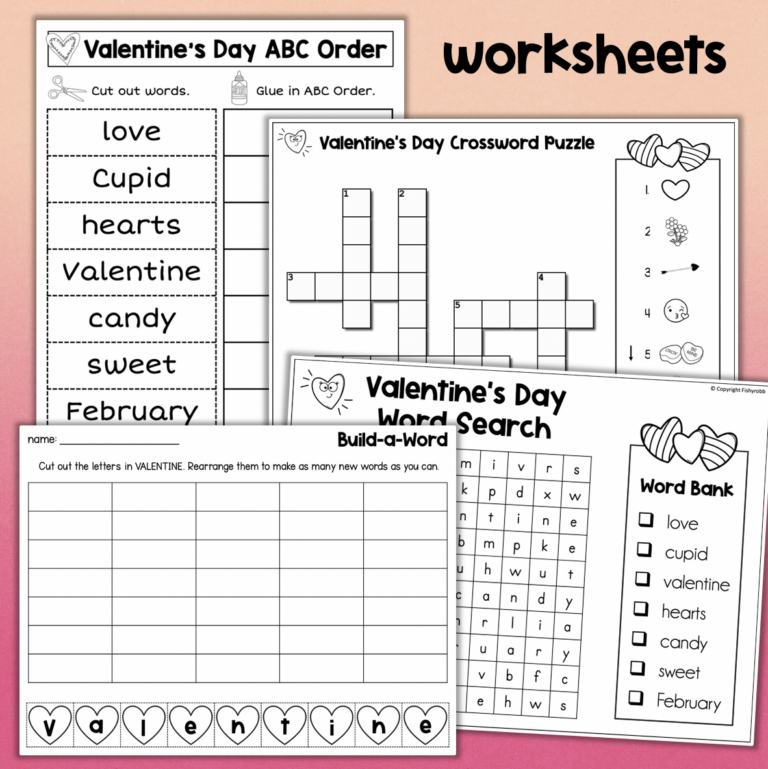 Valentine's Day Worksheets Word Wall Candy Graph - Made By Teachers