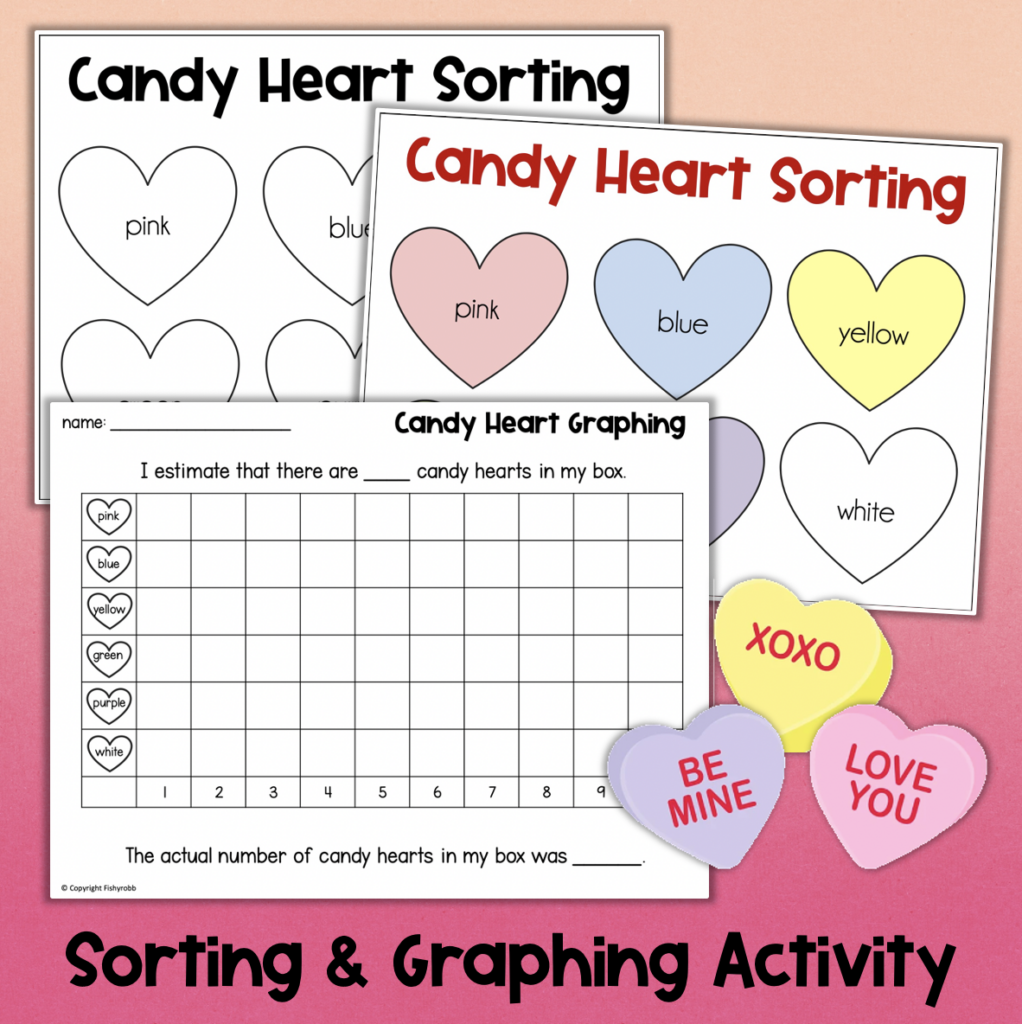 Valentine's Day Worksheets Word Wall Candy Graph - Made By Teachers
