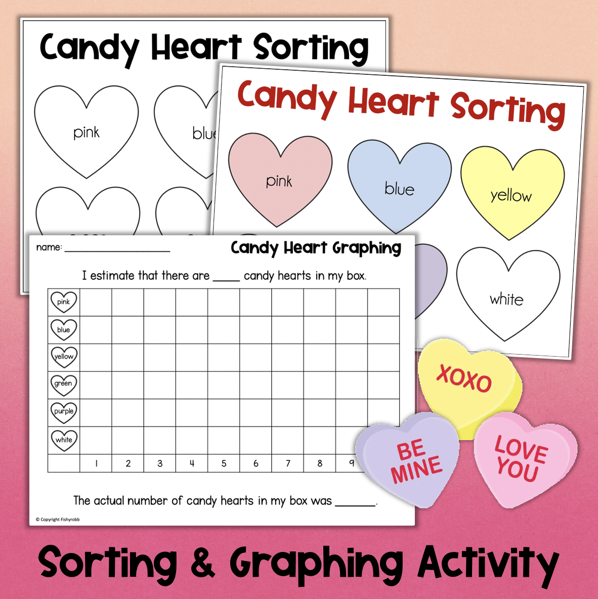 Valentine's Day Worksheets Word Wall Candy Graph | Made By Teachers