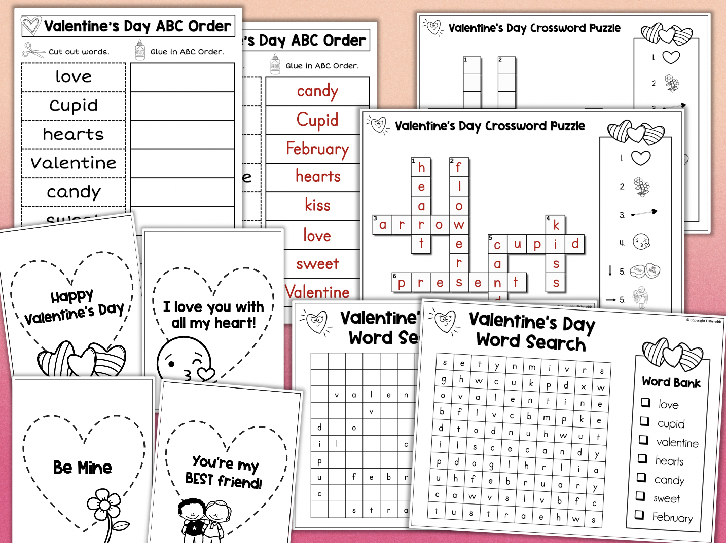 Valentine's Day Worksheets Word Wall Candy Graph - Made By Teachers