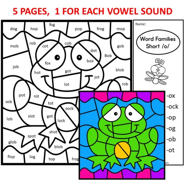 Word Families Color by Code Pond Animals - Made By Teachers