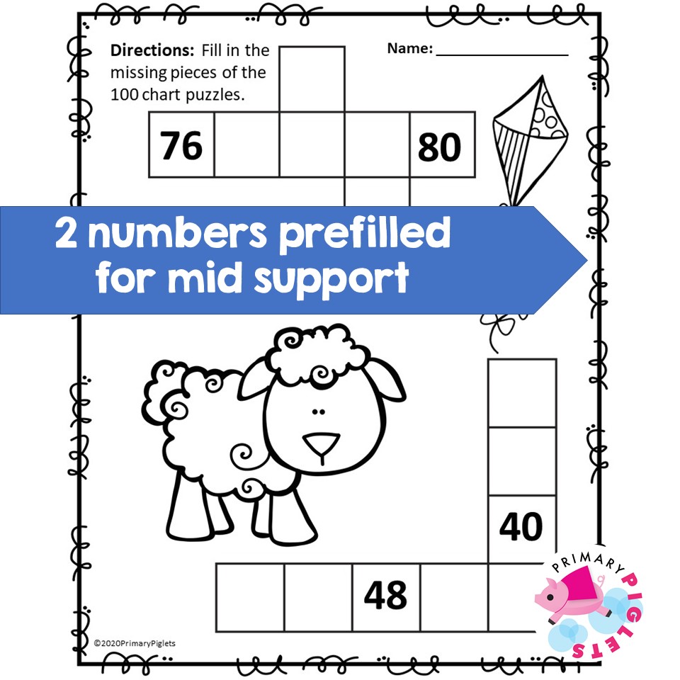 100S Charts Worksheets Puzzles Spring theme | Made By Teachers