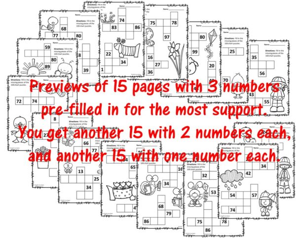 100S Charts Worksheets Puzzles Spring theme - Made By Teachers