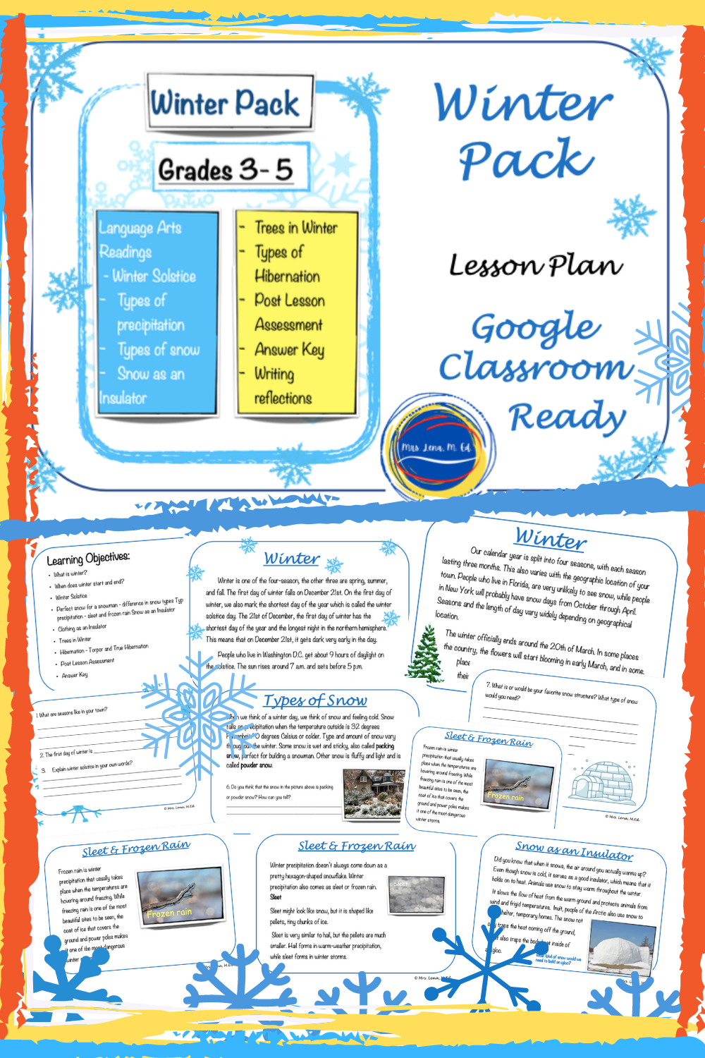 All About Winter NO Prep Pack | Made By Teachers