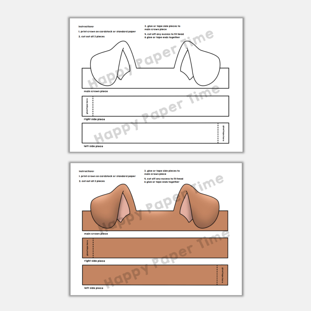 Dog Ears Crowns Headbands Printable Coloring Craft - Made By Teachers