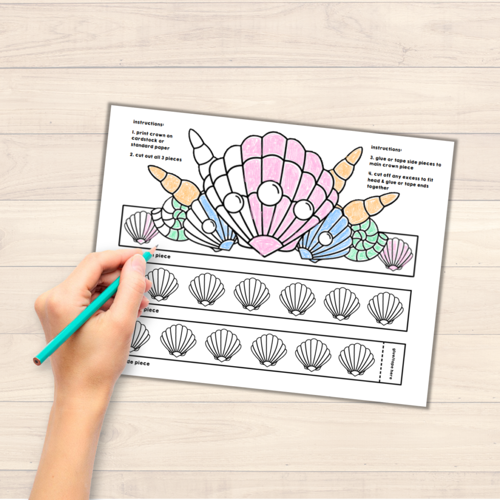 Mermaid Paper Crown Headband Coloring Craft | Made By Teachers