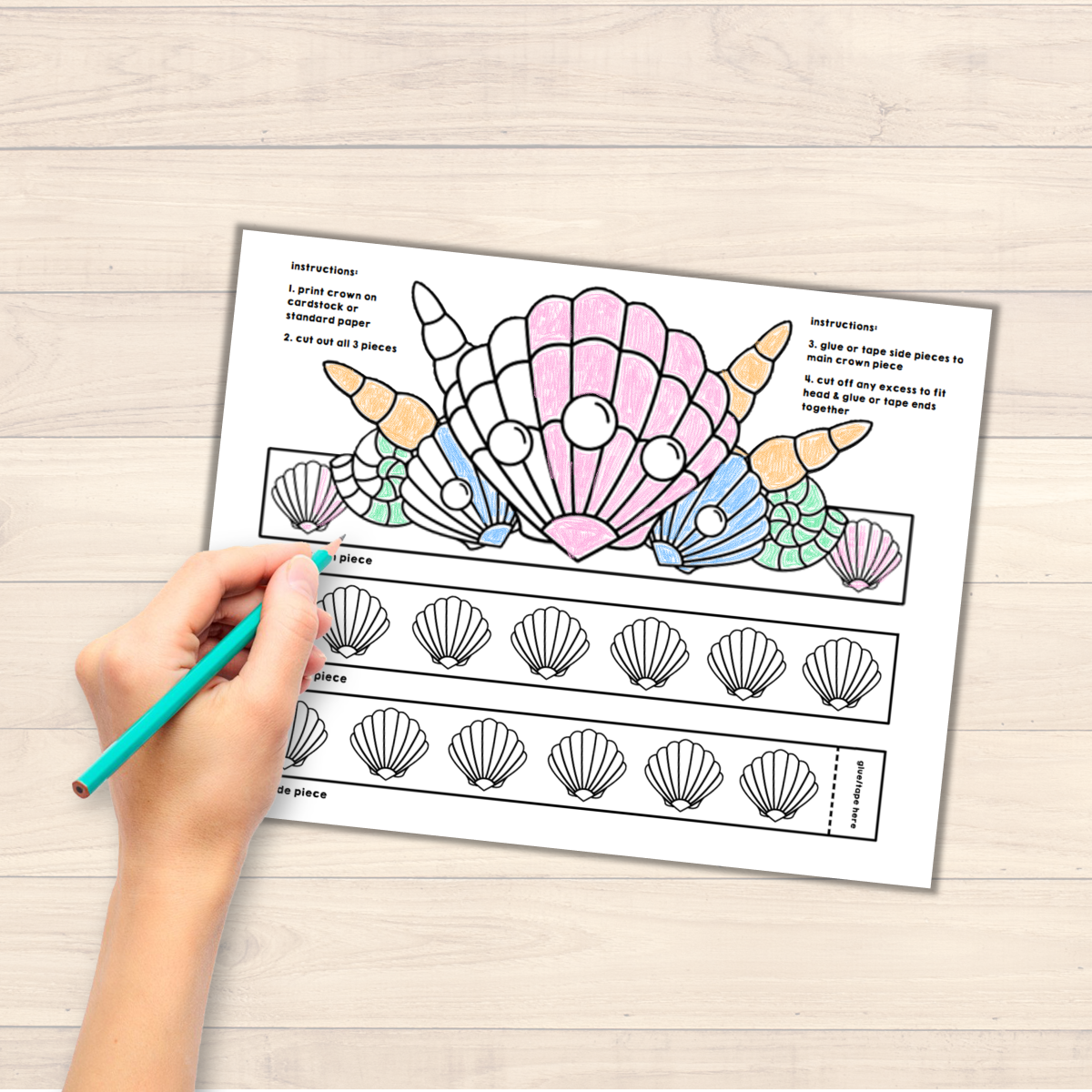 Mermaid Paper Crown Headband Coloring Craft | Made By Teachers