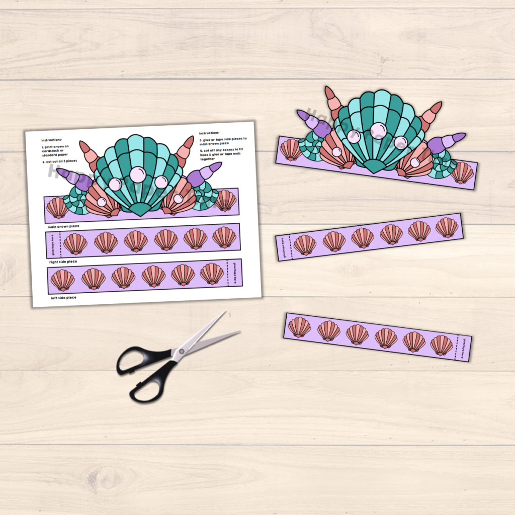Mermaid Paper Crown Headband Craft Costume | Made By Teachers