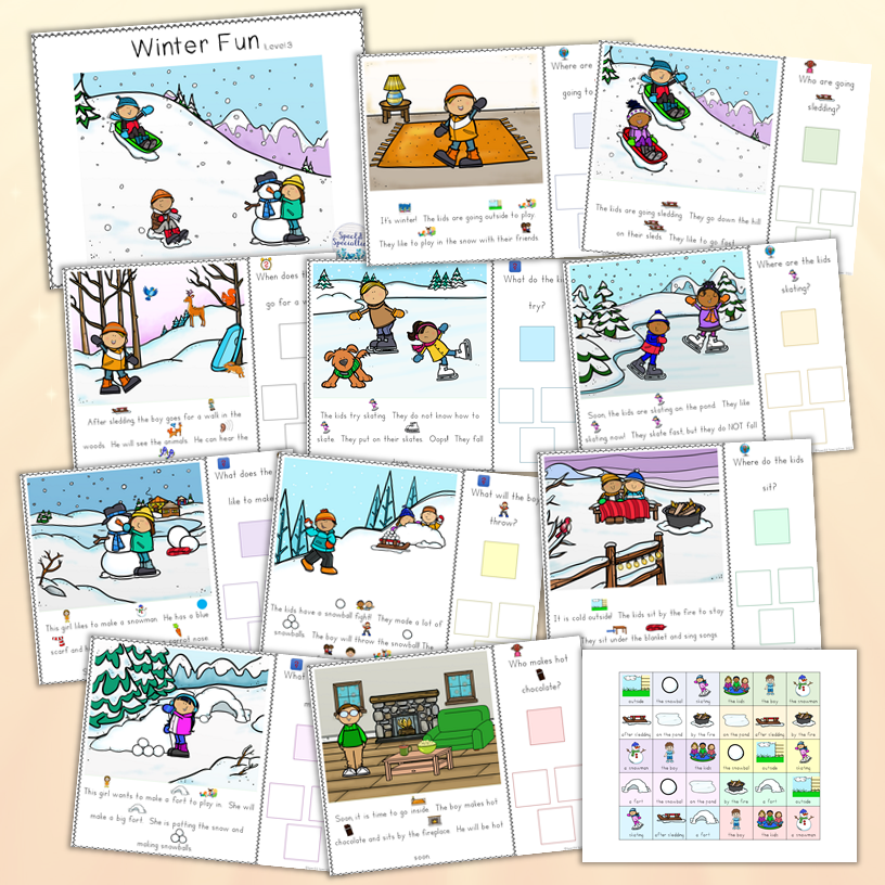 Winter Reading Comprehension adapted books - Level 3 | Made By Teachers
