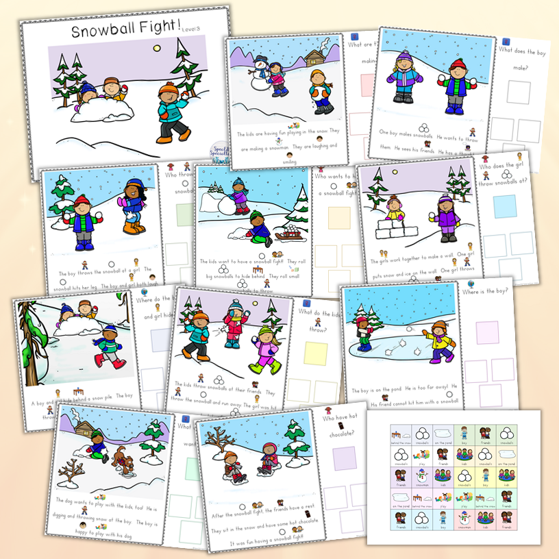 Winter Reading Comprehension adapted books - Level 3 - Made By Teachers