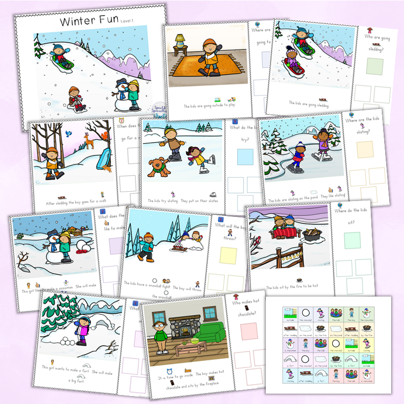 Winter Reading Comprehension adapted books - Level 1 - Made By Teachers