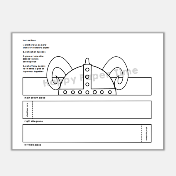 Viking Helmet Paper Crown Printable Craft Curled | Made By Teachers